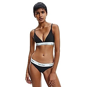 Calvin Klein Women's Modern Cotton Thong Panty, Black, Medium