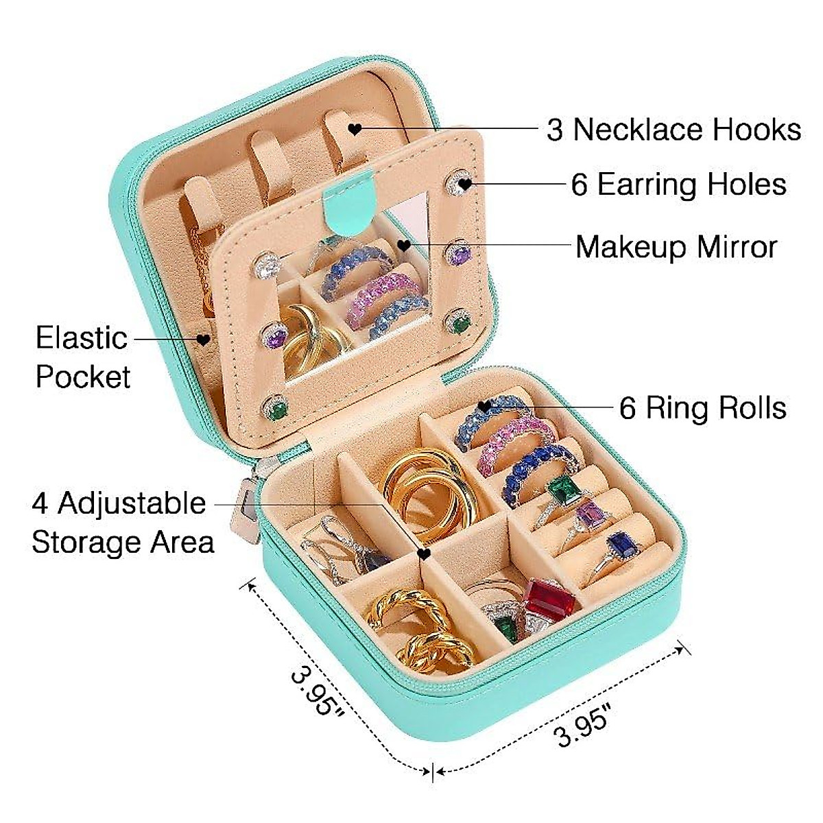 Parima Travel Jewelry Box for Women Girls, J Initial Jewelry Box for Girls | Small Jewelry Box for Women | Birthday Gifts for Women Jewelry Case - Letter J, Blue