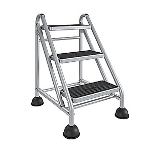 Cosco 3-Step Rolling Step Ladder, Grey