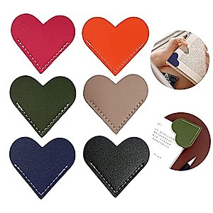 Leather Heart Bookmark，6 Pcs Corner Bookmark， Cute Book Markers, is A Suitable Birthday Christmas Graduation Gift for Girls, Children, Teachers, Students and Book Lovers