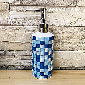 AUANIYAN Ceramic Bathroom Accessories Set, 4 Pieces Modern Design Bath Set Soap Dispenser,Toothbrush Holder, Tumbler,Soap Dish（Blue Mosaic）