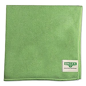 Unger MF400 SmartColor MicroWipe Heavy Duty Microfiber Cloth, 16" Length x 15" Width, Green (Case of 10)