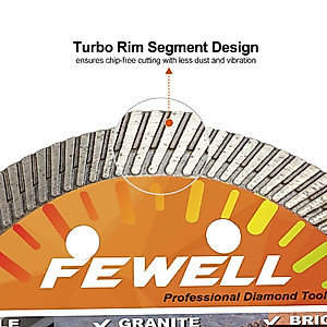 FEWELL 4Inch Super Thin Diamond Ceramic Saw Blade,Turbo Blade Cutting disc for Porcelain,Ceramic Tile Granite Brick and Concrete 105x10x22.23mm (1-Pack)