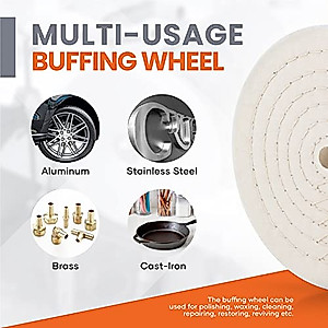 Buffing Wheels for Bench Grinder - 6 Inch Extra Thick Buffing Wheel Fine Cotton Sewn Rigid Treated Spiral with a 1/2” Center Arbor Hole - 80 Ply Polishing Wheel for Bench Grinder – by Drixet