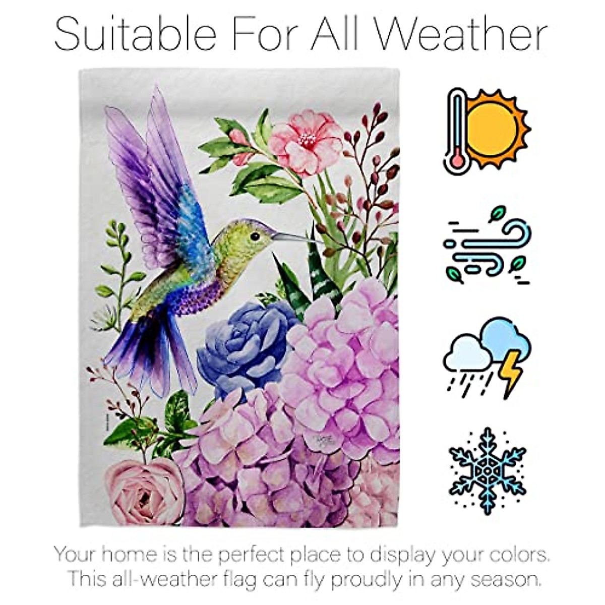 Breeze Decor Purple Hummingbird Garden Flag Friends Birds Flamingo Cardinal Peacock Springtime Natural Wildlife House Decoration Banner Small Yard Gift Double-Sided, Made in USA