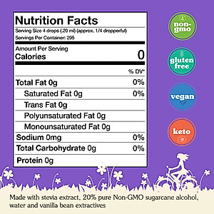 NuNaturals Liquid Vanilla Stevia, Sugar-Free Sweetener, Plant-Based Sugar Substitute, Zero Calorie, 2oz (2-Pack)