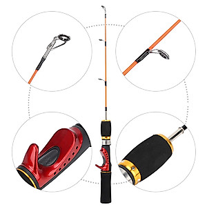 VGEBY Telescopic Fishing Rod, 52cm Fiber Material Ice Fishing Rod Pole Two Sections Three Ring Fishing rods and Accessories