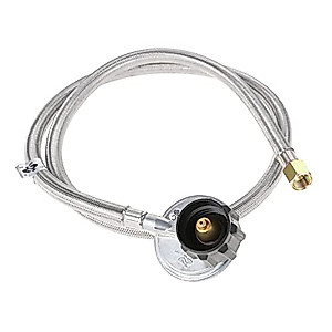 TEENGSE 4FT Low Pressure Regulator with Braided Hose, Propane Regulator with 3/8inch Female Flare Fitting, QCC1/Type1 Connector for Outdoor Gas Grill LP Generator Patio Heater Smoker