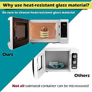 CJWM - 2 Pack 10 Oz Overnight Oats Containers with Lids and Spoon Glass Meal Prep Containers Oats Yogurt and Granola Container To Go Jars Oatmeal Container Leak-Proof