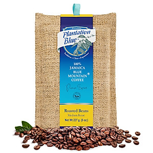 Plantation Blue 100% Blue Mountain Coffee Medium Roast Whole Beans from Jamaica (8oz)
