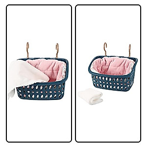 POPETPOP Hamster Plaything Rat Hammock Hanging Basket with Cushion Blanket Hamster Warm Bed Cage Habitats Plush Hideout Pet Cage Accessories for Squirrel Rat Guinea Pig Blue Pet Hanging Hammock