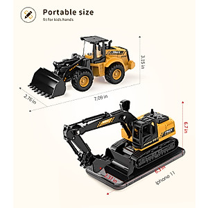 Construction Toys Excavator for Kids, Geyiie Toys Truck Excavator Tractors for Boys Girls 3-5 4-7 8-12 Year Old Kids, Birthday Gift