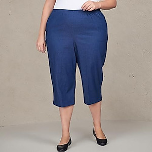 Alfred Dunner womens All Around Elastic Waist Denim Plus Capris - Elastic Waist Jeans Casual Pants, Denim, 18 US