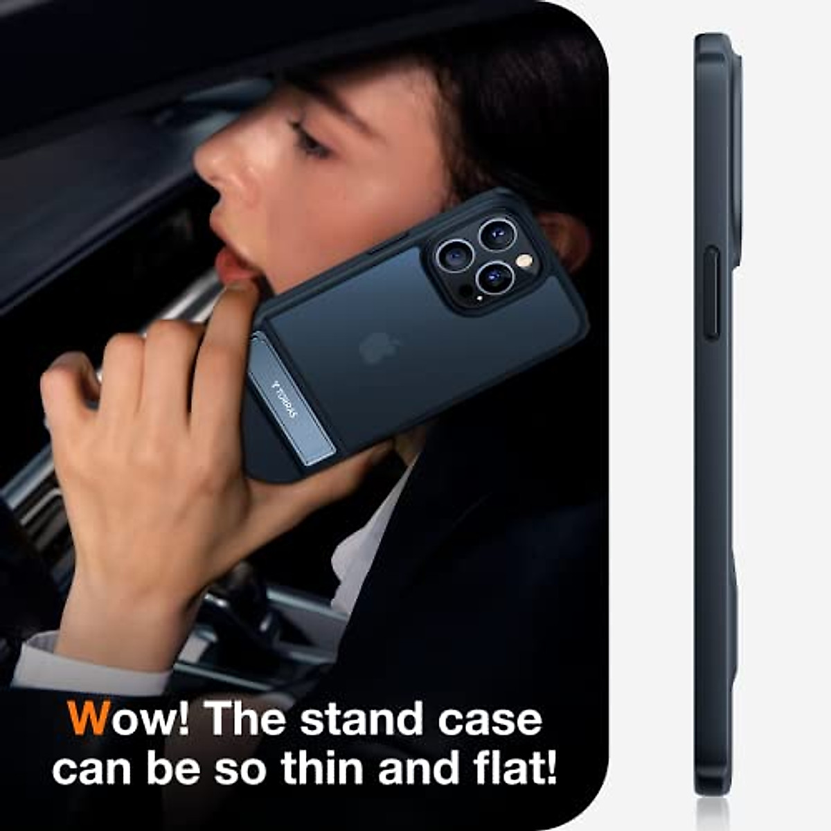 TORRAS iPhone 14 Pro Max Case with Stand [10 Ft Military Drop Protection] [3 Stand Ways Built-in Kickstand] Shockproof Slim Translucent Matte iPhone 14 Pro Max Phone Cases 6.7 '' 2023, Black