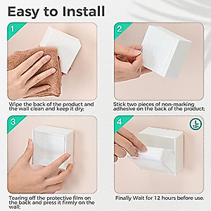 Temrudow 4 Pack Wall Mounted Qtip Holder Canisters for Cotton Swab, Floss, Cotton Ball, Cotton Round PadsWhite Qtip dispenser Qtip Jars with lid for Bathroom by Gusame