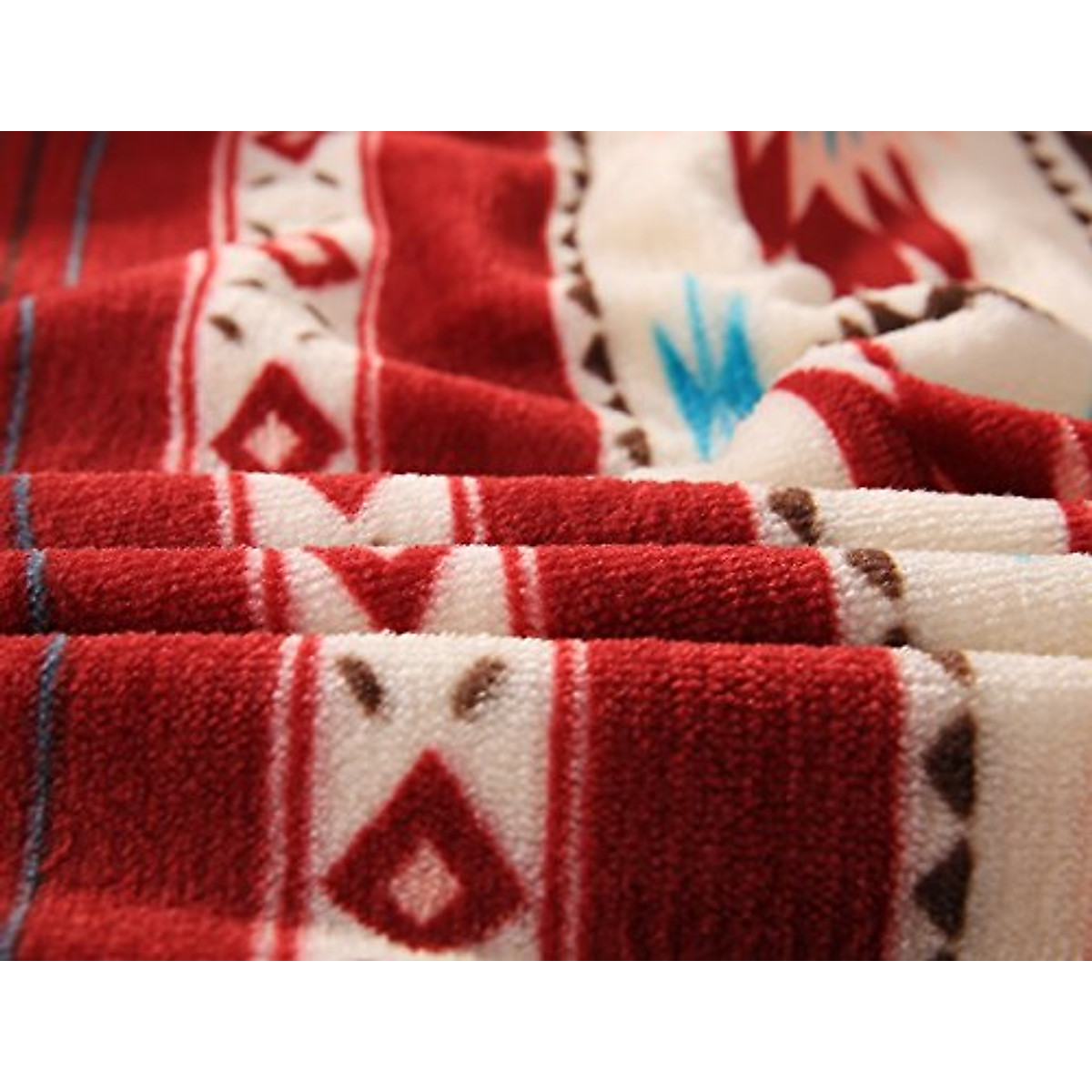 All American Collection Super Soft Ultra Comfort Plush Microfiber Solid Throw Blanket for Couch Home Bedroom Living Room (King, Beverly Burgundy Southwest)