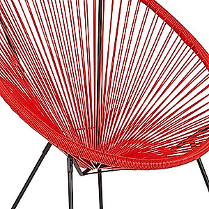 EMMA + OLIVER Red Papasan Bungee Lounge Chair