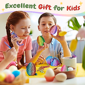 YILCER 4PCS 3D Printed Dragon Eggs with Dragon Inside Easter Basket Essentials Prefilled Easter Eggs with Toys Mini Easter Basket Stuffers Mystery Dragon Egg Fidget Toy 3D Printed Animals Toy