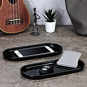 Acrylic Vanity Tray Bathroom Storage Organizer Tray, Catchall Tray, Countertop Sink Tray Dispenser,Sturdy Holder for Cabinet, Vanity, Shelf, Cupboard, Cabinet, or Closet Organization(2 Pack) (Black)