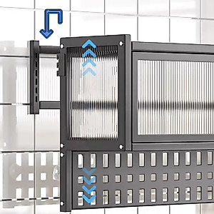 Gdrasuya10 Wall Mounted Kitchen Pantry Storage Kitchen Cabinet, Black Kitchen Cabinet Storage Organizer with Up-Flip Door Metal Kitchen Rack Cabinet Shelf for Dining Room, Kitchen