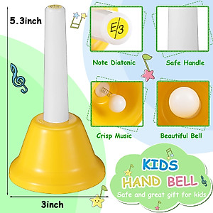 Nuanchu 8 Note Hand Bells for Kids, Musical Handbells Set Colorful Hand Bells Instruments Music Bells for Toddlers Children Adults Musical Percussion Instrument Toy for School Church Wedding Family