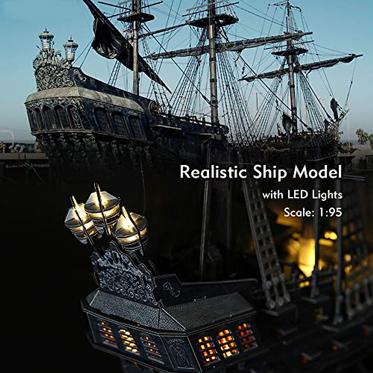 3D Puzzles for Adults 27" Pirate Ship Arts Crafts for Adults Gifts for Men Women Model Kits Brain Teaser Puzzles for Adults Sailboat Building Kits, Queen Anne's Revenge Cool Desk Decor, 340 Pieces