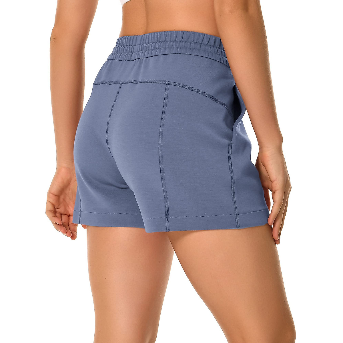 Colorfulkoala Women's High Waisted Ultra Soft Athletic Jersey Shorts Casual Summer Lounge Pants with Pockets (M, Niagara Blue)