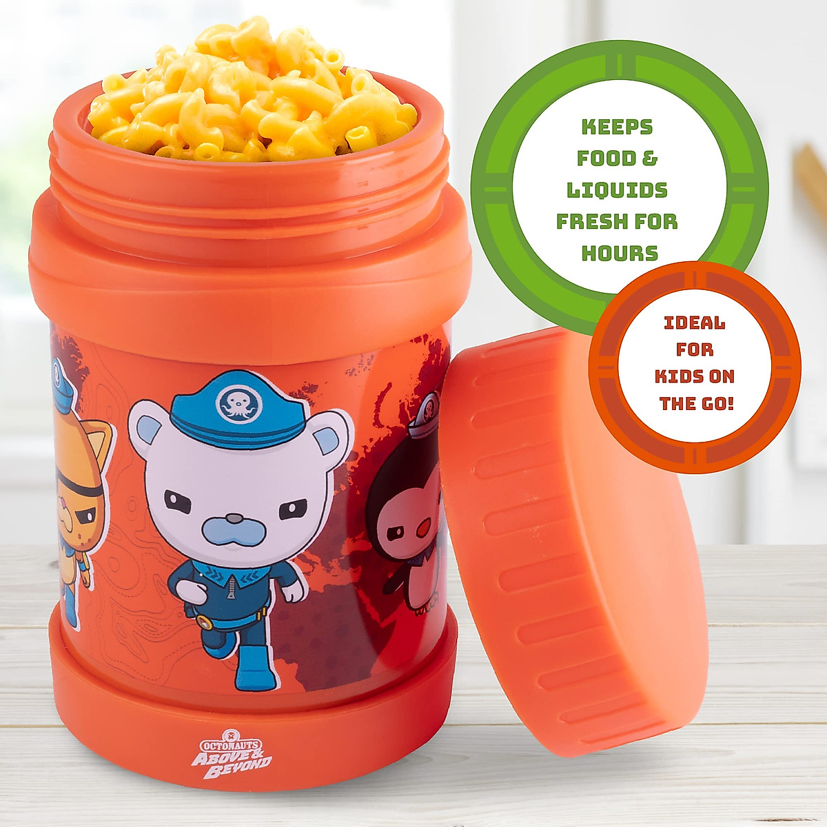 Octonauts Above & Beyond Stainless Steel Vacuum Insulated 13 oz Food Jar for Kids, Orange - Leak-Proof Container Keeps Meals, Liquids, Soups Hot or Cold for Hours - Lunch Boxes & Bags Back to School
