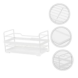 Veemoon Multi-Purpose Storage Rack Soap Sponge Holder Hanging Storage Shelves Sink Tidy Kitchen Soap Tray Drawer Shelf Dish Locker Shelf Iron Rack White Iron + Drain Rack Multipurpose