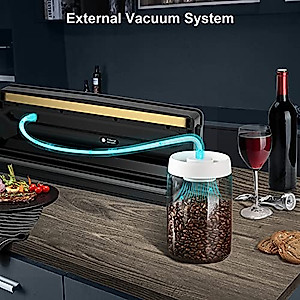 ALACRIS Vacuum Sealer Machine, 5 in 1 Automatic Food Saver with Detachable Cutter, 7mm Sealing Strip & Dual Pumps, Compact and Easy to Clean for Food Preservation (with 15 sealer bags)