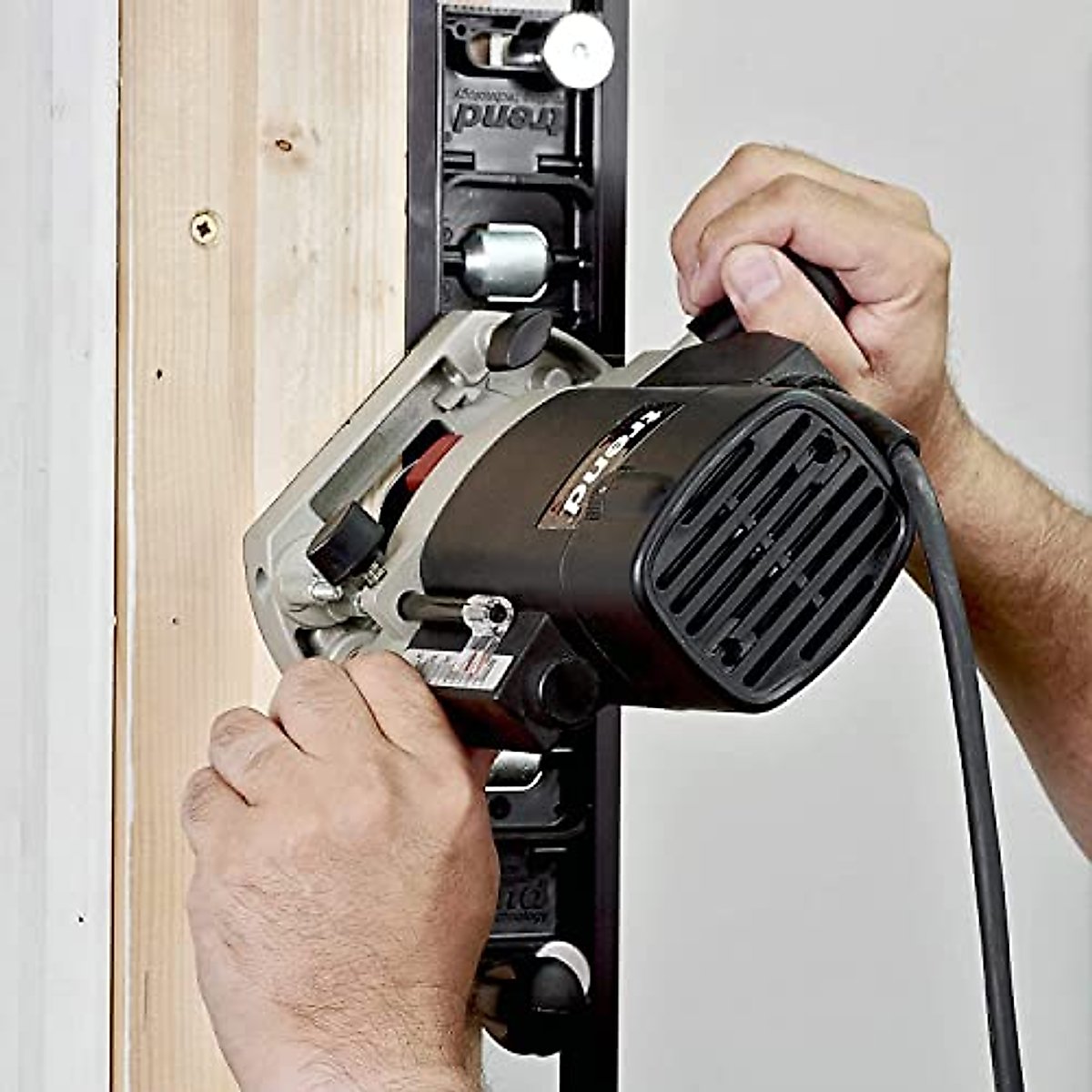 Trend Two-Part Skeleton Hinge Jig with Adjustable Blocks, Robust Carry Case & Guide Bush for Hinge Recess Cutting, Black, H/JIG/C