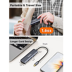 USB C Hub, CableCreation 5-in-1 USB C to HDMI Multiport Adapter, 100W PD, 3 USB 3.0 Ports for MacBook Pro, MacBook Air M1/M2, iPad Pro, Surface Pro, XPS