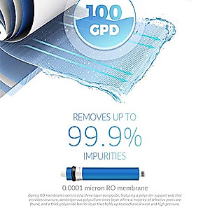 iSpring RCC100P High Capacity 5-Stage Under Sink Water Filter Reverse Osmosis RO Drinking Water Filtration System, 100 GPD, Performance-boosted