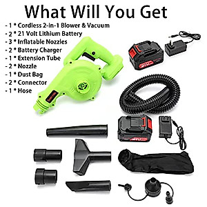 Cordless Mini Blower,2-in-1 Small Blower with 2 Lithium Battery,Portable Blower for Inflating,Blowing Leaf,Clearing Dust & Small Trash,Car by SHINTYOOL