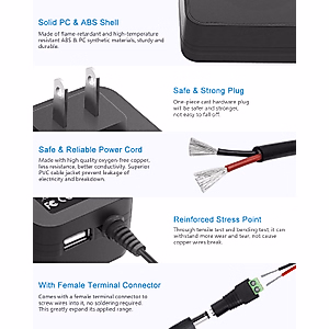 ALITOVE 30W Universal AC to DC Power Supply Adapter 3V to 12V Adjustable with 14Adapter Tips & USB Port for Household Electronics Routers 2.5A Max