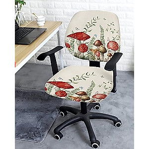 Big buy store Office Chair Cover Green Eucalyptus Leave Desk Chair Cover Stretch Elastic Universal Computer Chair Covers Mushroom Butterfly Stretch Rotating Chair Slipcovers Protectors
