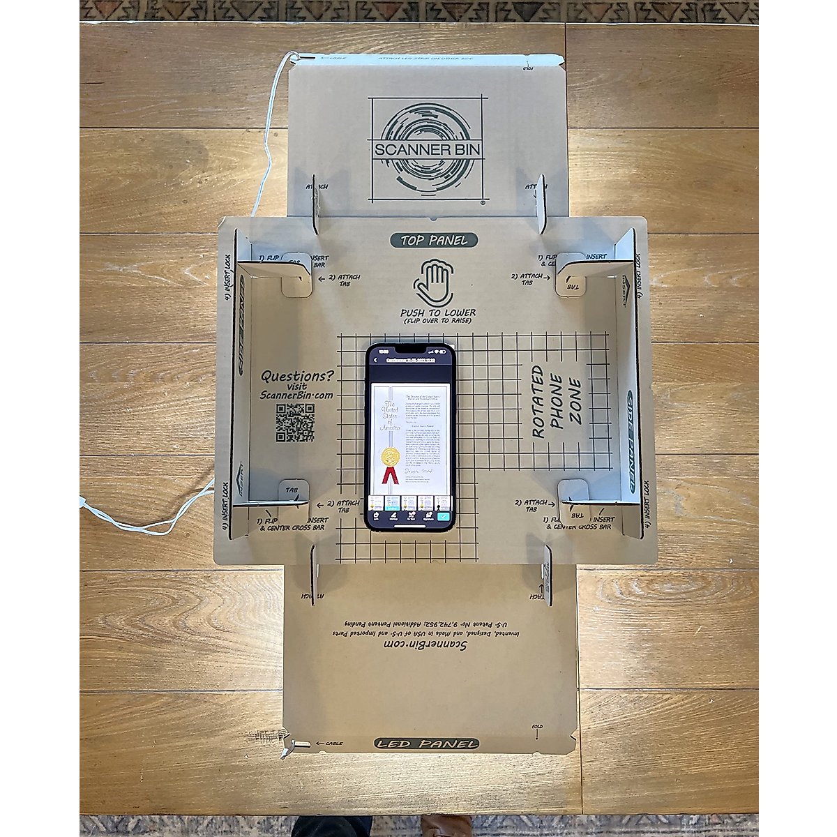 Scanner Bin Pro - Phone Scanner Stand for Photo and Document scanning (Also Used as a Document Camera, Invented & Produced in The USA)