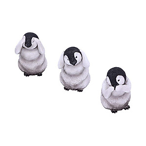 Nemesis Now U4921R0 See No, Hear No, Speak No Evil Emperor Penguin Chick Figurines, Grey, One Size