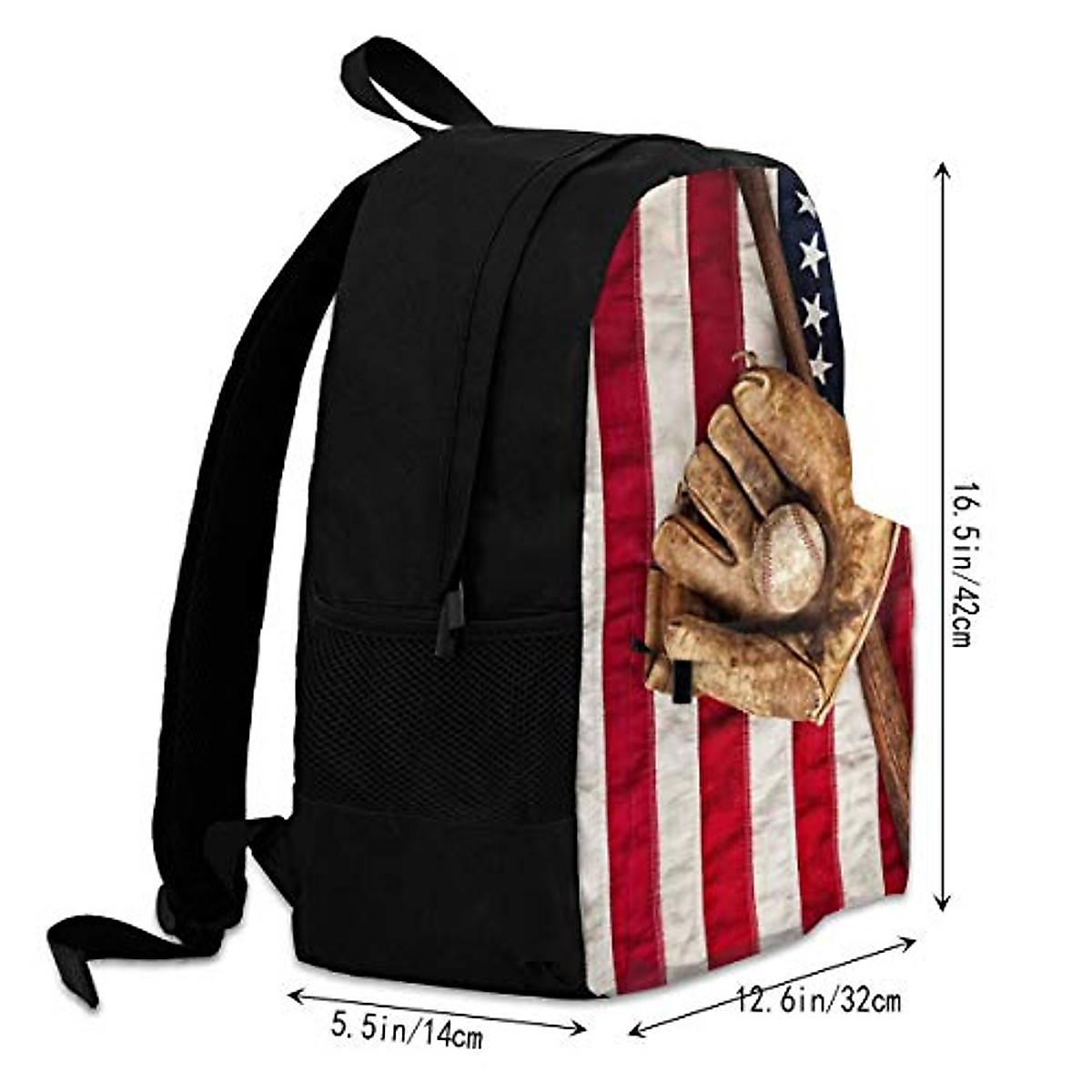 Vintage Baseball USA American Flag Laptop Backpack Durable Lightweight School Bookbag Casual Daypack Travel Hiking Camping College