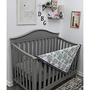 Dear Baby Gear Elephant Baby Blanket - Double Layer Infant Blanket - Toddler Blankets for Boys and Girls - Gray and Mint Elephant Calf with Flowers, Gray Ruffles - 43" x 33"