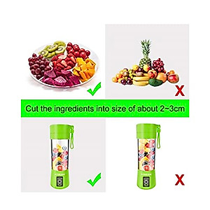 USB Portable Blender Juicer Cup, 3CPRECIOUS Fruit Juice mixer, Mini Portable Rechargeable Battery/Juicing Blender Mixer, 380ml (Green)