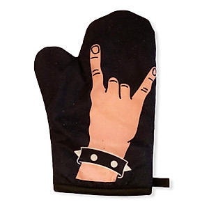 Rock Hand Oven Mitt Metal Rock and Roll Music Graphic Novelty Kitchen Accessories Funny Graphic Kitchenwear Funny Food Novelty Cookware Black Oven Mitt
