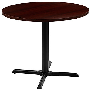 EMMA + OLIVER 36" Round Multi-Purpose Conference Table in Mahogany - Meeting Table for Office