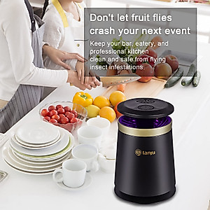 lanju Fly Traps for Indoors, Non-Zapper Mosquito Catcher Gnat Moth Fruit Flies Insect Trap with Strong Suction, Quiet Odorless Air Drying Home Mosquito Killer Bug Trap(Black-Round)