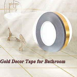 Gold Metalized Polyester Mylar Film Tape with Acrylic Adhesive, Vibrant Mirror-Like Finish, Gold Decor Tape for Detailing Accent Wall, Graphic Arts, Other DIY Project Design (0.4 inch x 55 yds)