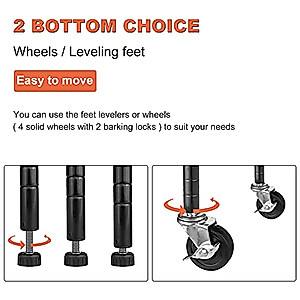 YYkokocat 6000Lbs Capacity Heavy Duty Storage Shelves Commercial Wire Shelving Unit and Storage Adjustable NSF 6 Tier Metal Rack Shelf on Wheels for Garage Basement, 76 H x 48 L x 18 D - Black