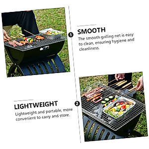 Yardwe 4 Pcs Stainless Steel Bbq Mesh Chef Cooling Rack Cookie Cooling Camping Bbq Mesh Bbq Net Pad Stainless Steel Roasting Rack Barbecue Wire Mesh Baking Rack Square Travel Grill