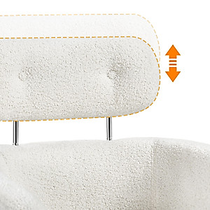 Yaheetech Accent Chair, Cozy Living Room Chair with Adjustable Headrest, Boucle Vanity Chair with Lumbar Pillow and Golden Legs, Modern Armchair for Bedroom Lounge Waiting Room Office, White
