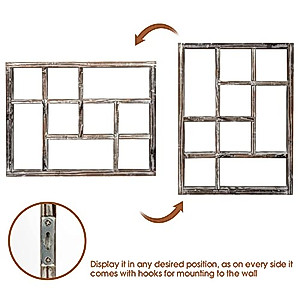 J JACKCUBE DESIGN Rustic Multi-Slot Shelf Cube Display 9 Compartment Shadow Box Wall mountable Shelf for Collection Square Freestanding Case Farmhouse Décor - MK570A (Rustic Wood)