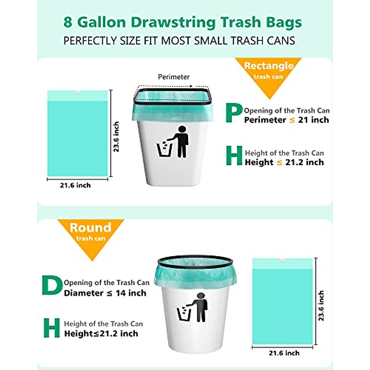 Biodegradable Trash Bags 8 Gallon Trash Bags Drawstring, AYOTEE 75 Counts Medium Trash Bags 8 Gallon Garbage Bags, Unscented 30 Liter Trash Bags Waste Basket Liners for Kitchen Bathroom Office